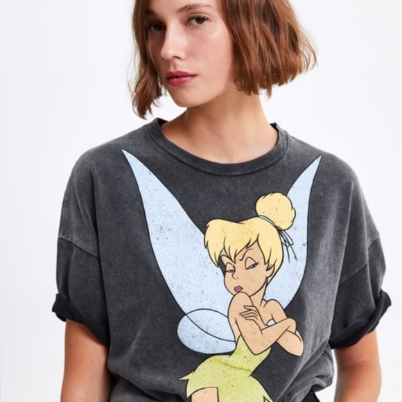 Zara | Tops | Zara Nwt Tinkerbell Disney Cartoon Print Tshirt | Poshmark